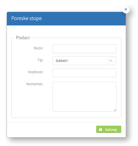 Poreske stope | NB SHOP